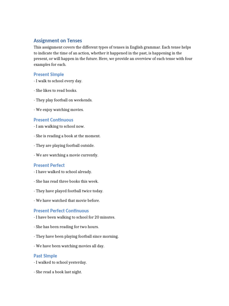 Overview of English Tenses | PDF | Grammatical Tense | Linguistics