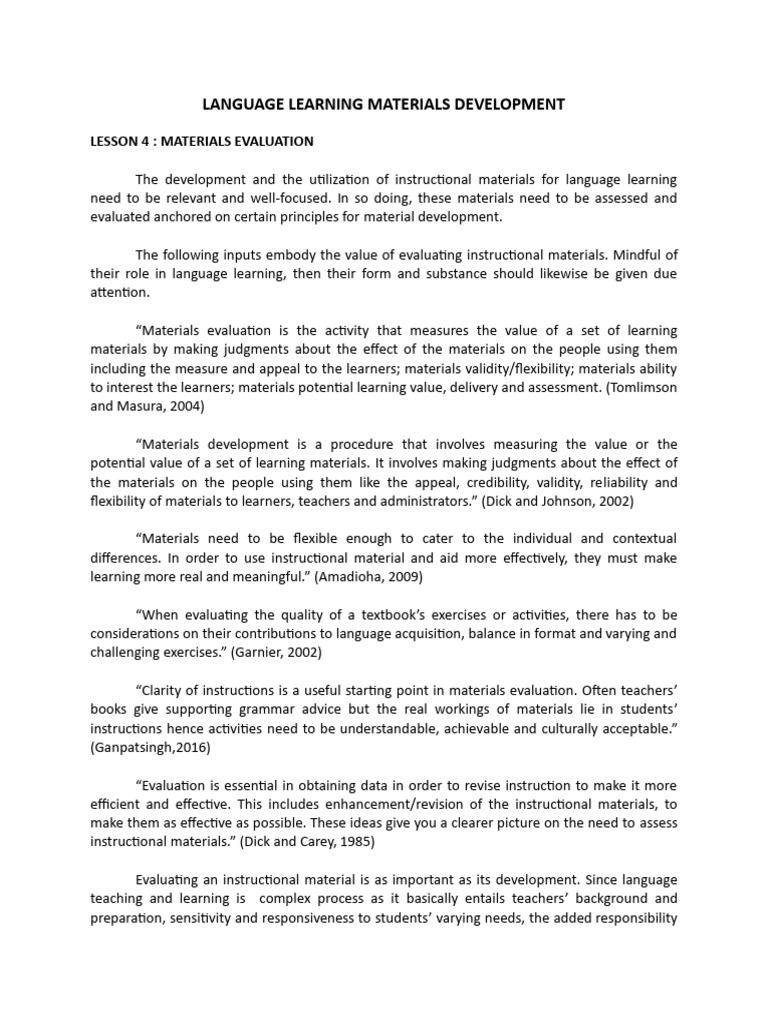 Language Learning Materials Development Group 4 | PDF | Cognitive Psychology | Human Communication