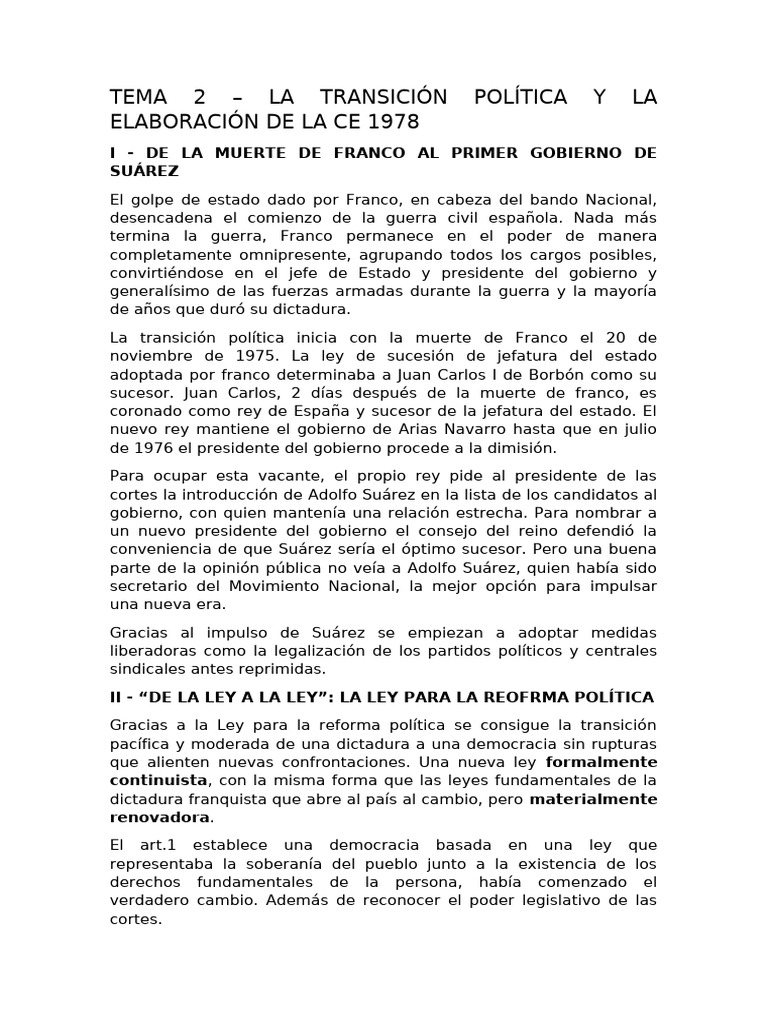 TEMA 2 Consti | PDF | Francisco franco | Política de españa