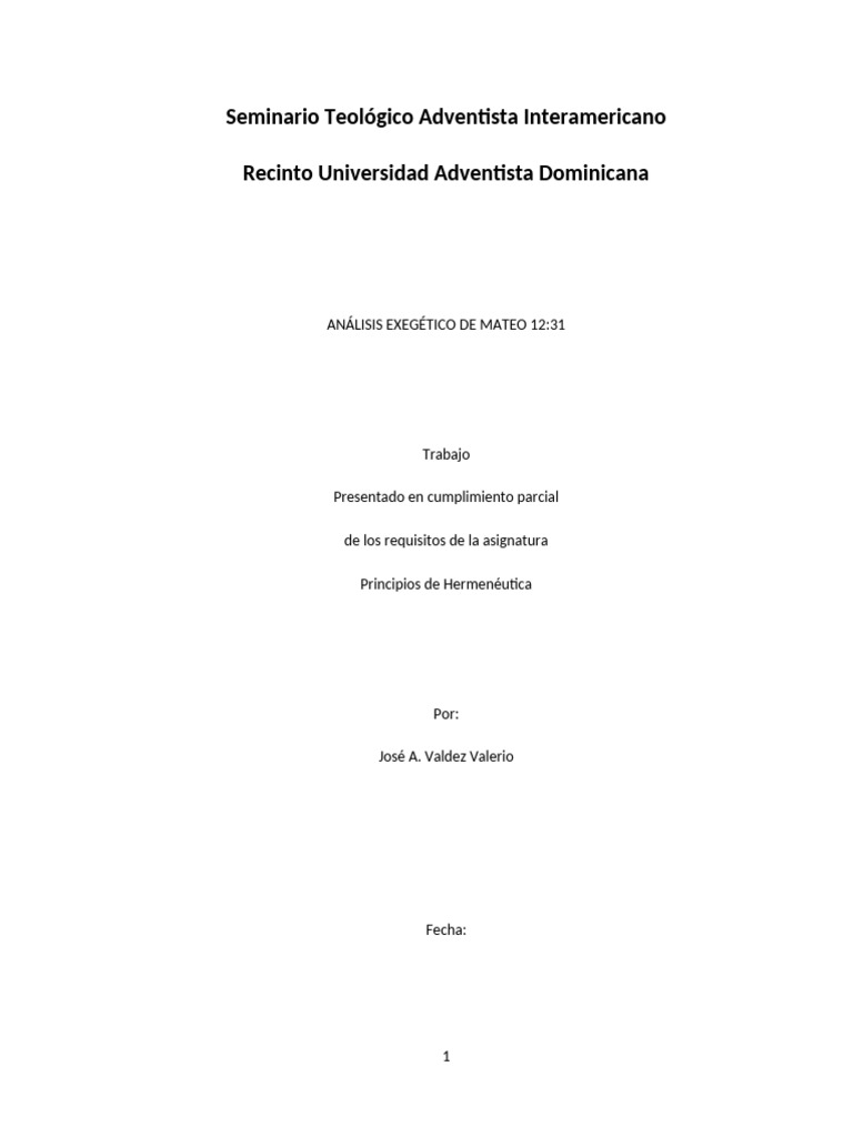 Modelo de Exegesis de Mateo 12-31 | PDF | Jesús | Pecado