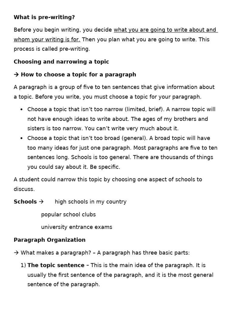 Pre-Writing and Paragraph Tips | PDF | Paragraph