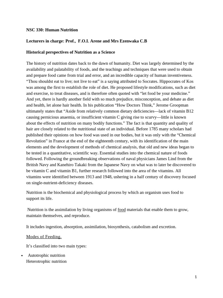 Human Nutrition Note Final | PDF | Digestion | Human Digestive System