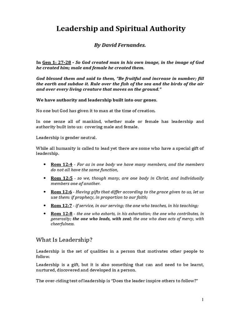 Spiritual Leadership Qualities Explained | PDF | Spiritual Gift | Jesus