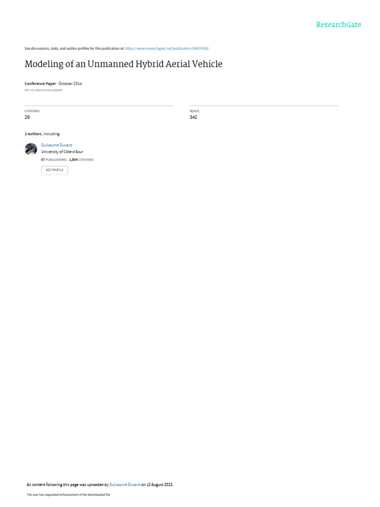 Ducard Hua ModelingVTOL MSC2014 Accepted Version | PDF | Helicopter | Flight Control Surfaces