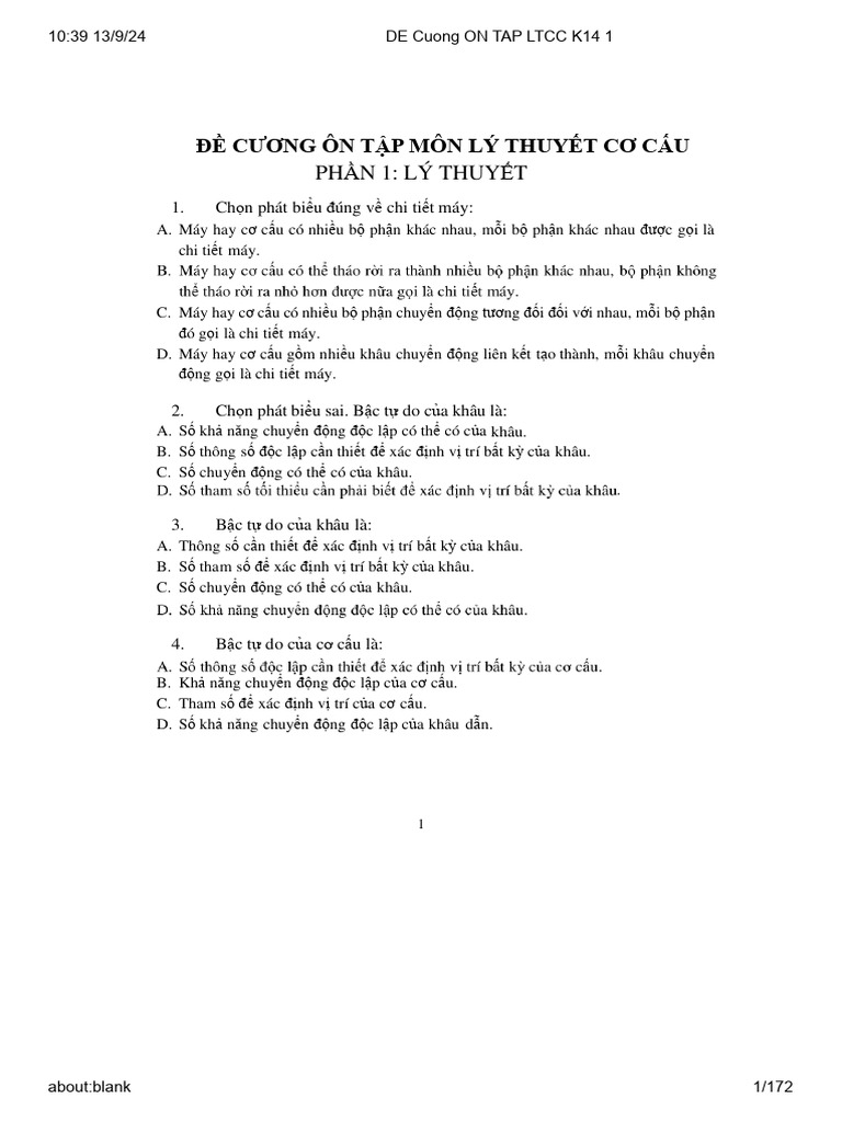 De Cuong On Tap LTCC k14 1 | PDF