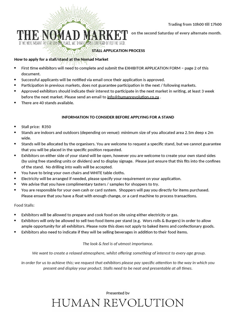 Market Stall Application Process | PDF | Business
