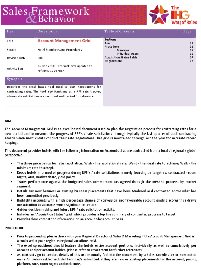 Account Management Grid - SOP | PDF | Spreadsheet | Negotiation