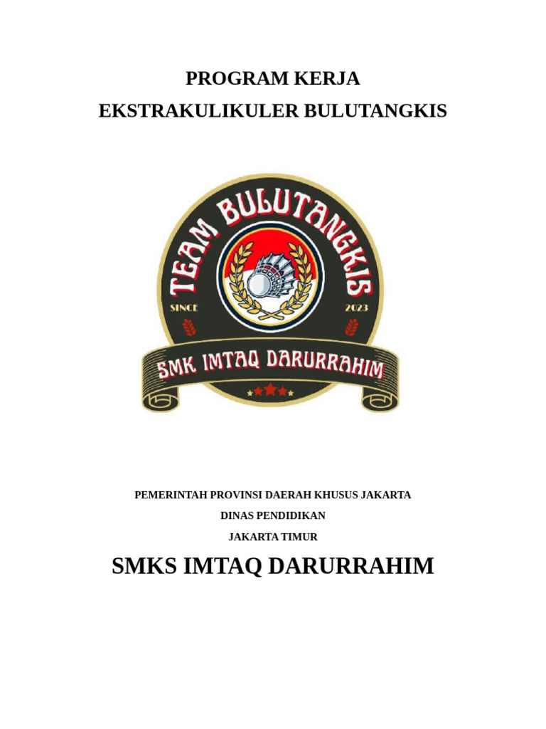 Program Kerja Bultang SMK DR | PDF