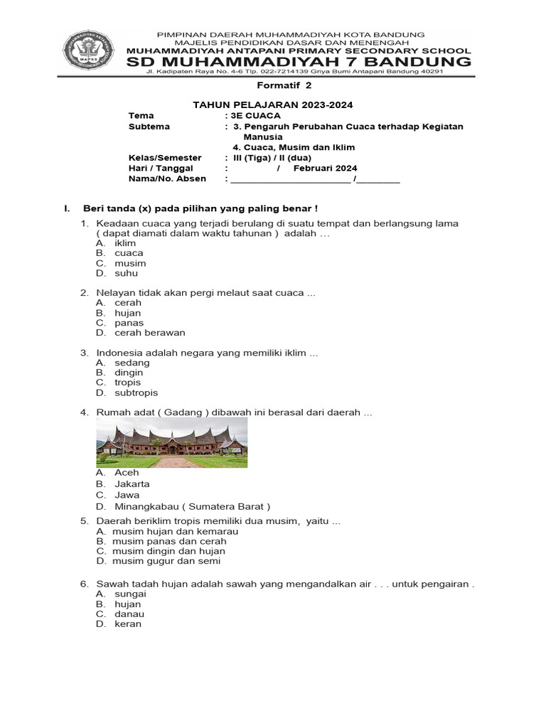 TP Formatif Tema 3E Subtema 3&4 Fix | PDF | Perjalanan