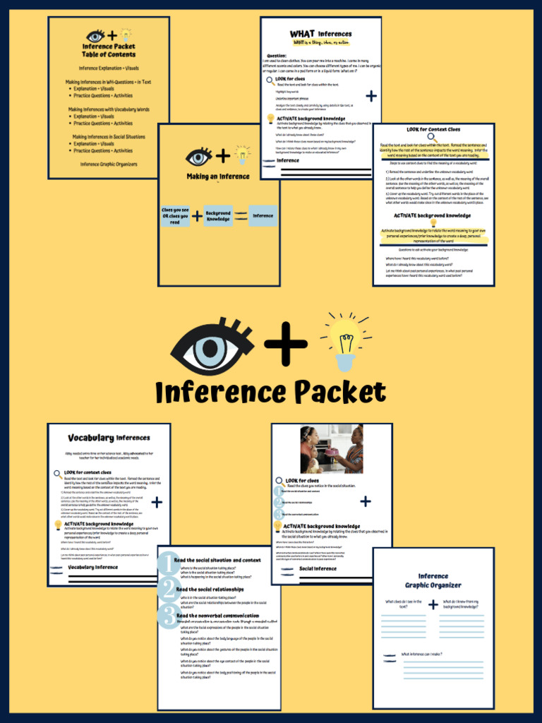 Inference Skills Practice Packet | PDF | Vocabulary | Nonverbal ...