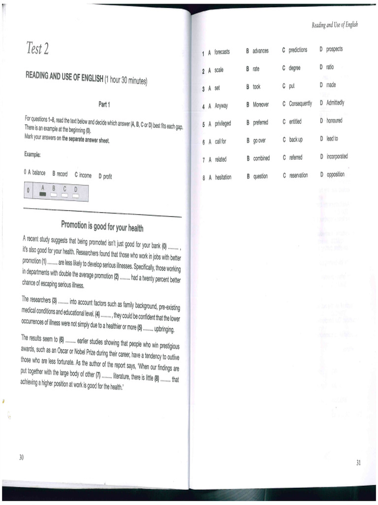 Cambridge Advanced 1 Reading and Use of English 2 | PDF