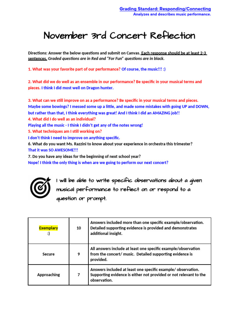 Concert Reflection and Performance Analysis | PDF | Cognition ...