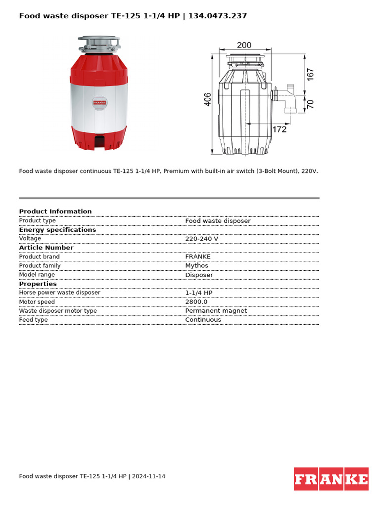 Product Sheet 134.0473.237 | PDF