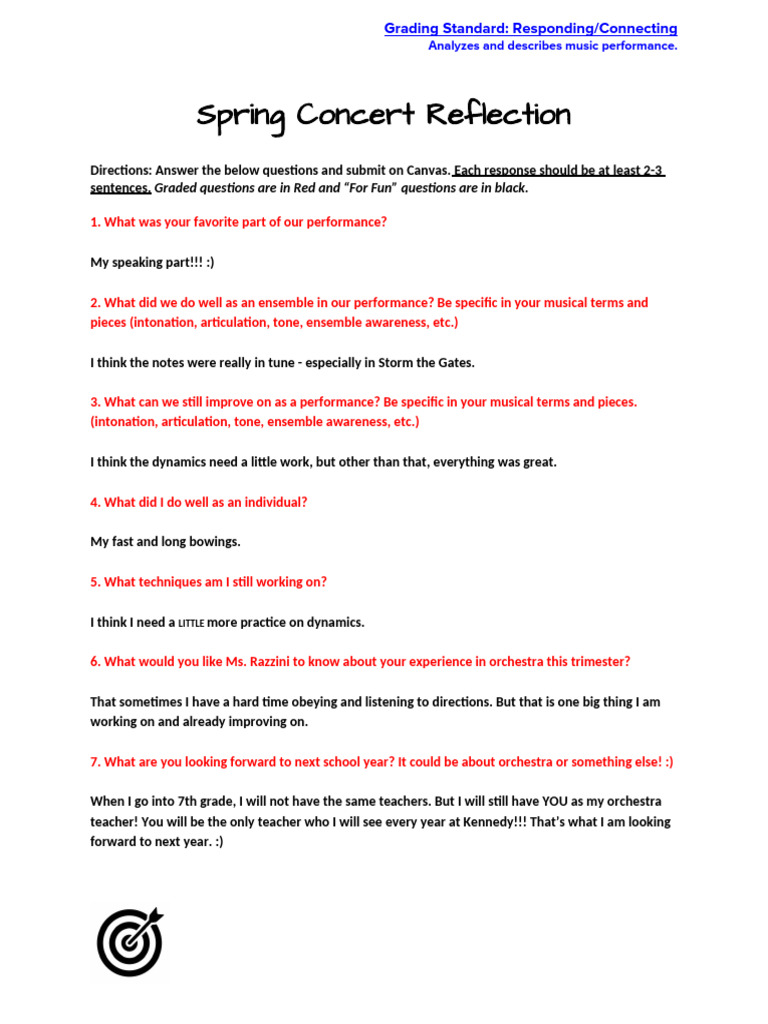 Nora - Spring Concert Reflection | PDF | Cognitive Science | Cognition