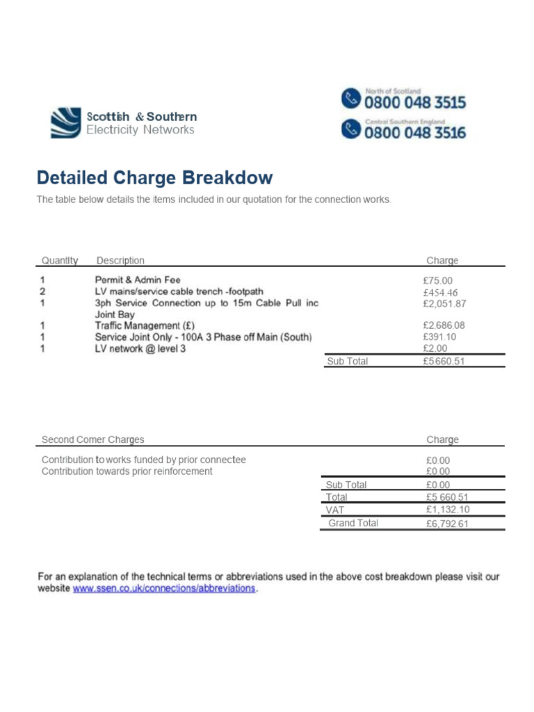Connection Works Quotation Breakdown | PDF