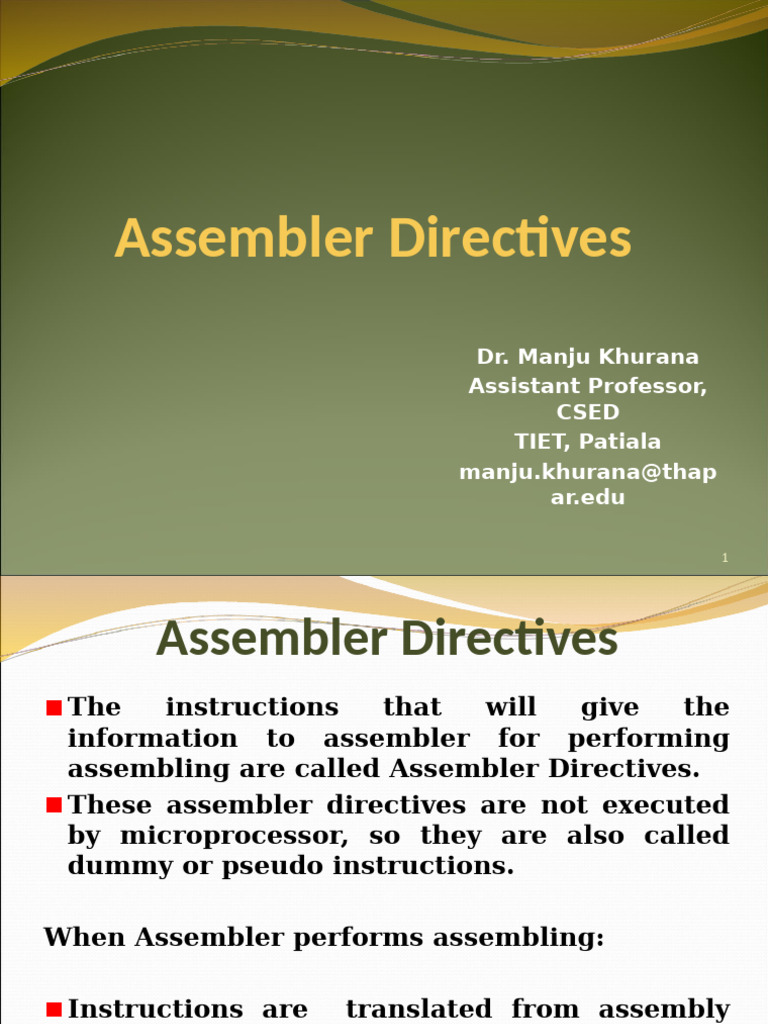 12th Lecture - Assembler Directives | PDF