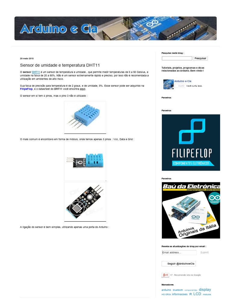 Arduino And Cia Sensor De Umidade E Temperatura Dht11 Pdf Arduino