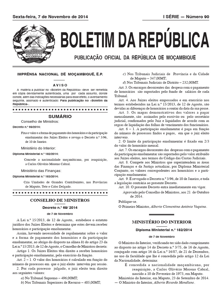 Boletim da República de Moçambique | PDF | Ministério (departamento ...