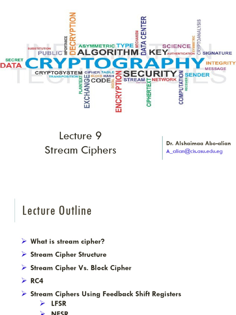 Lecture 9 - Stream Ciphers | PDF | Applied Mathematics | Cryptography