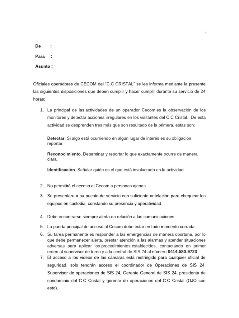 Funciones Del Cecom | PDF