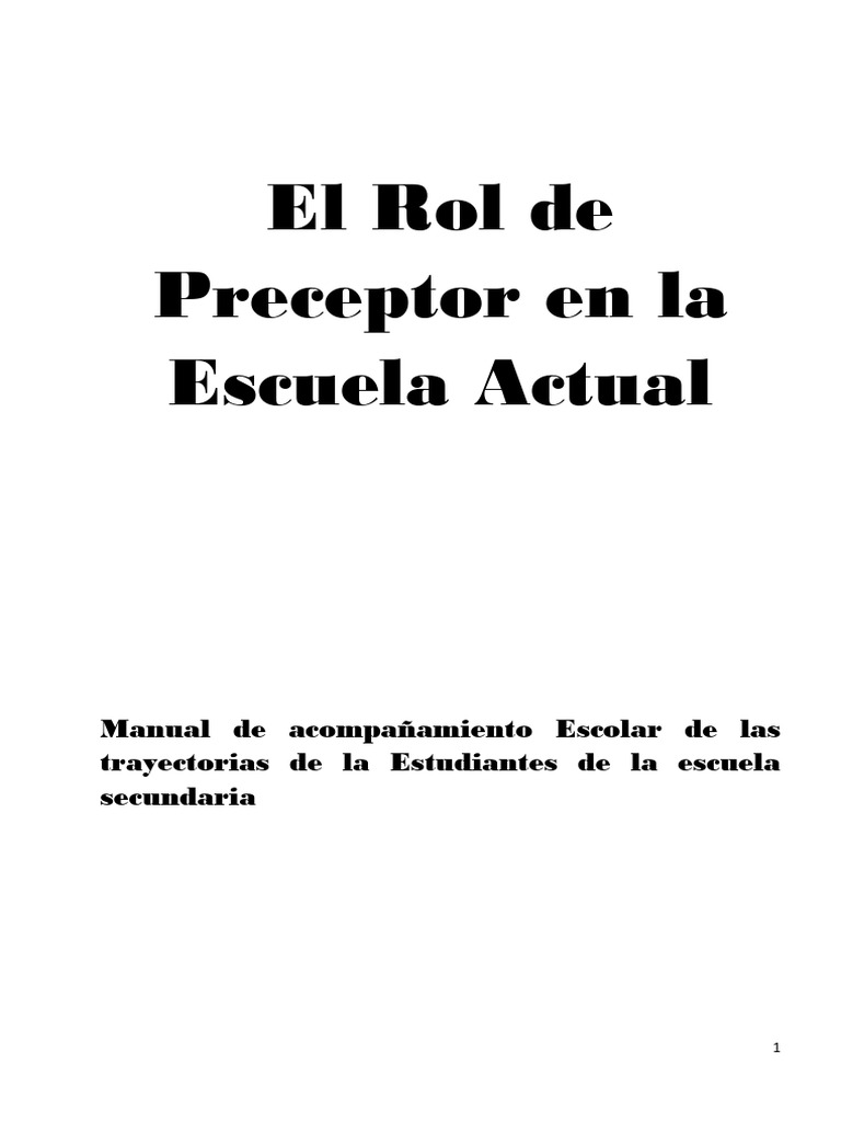 Rol Actual Del Preceptor | PDF | Escuelas | Maestros