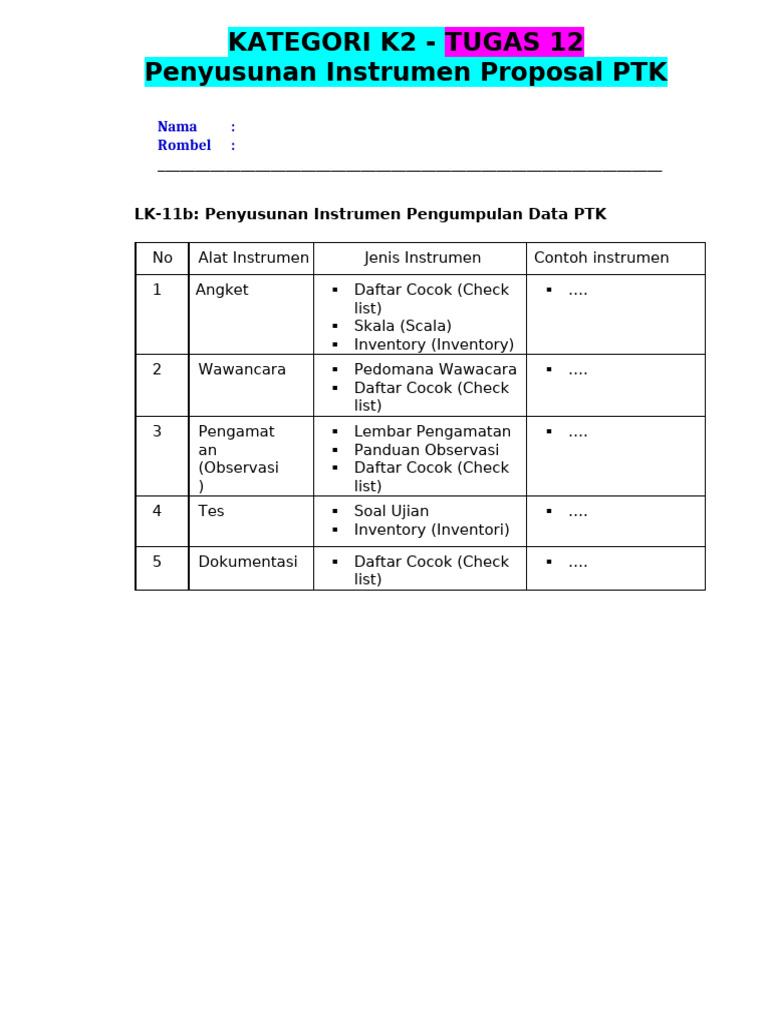 Instrumen PTK | PDF | Komputer