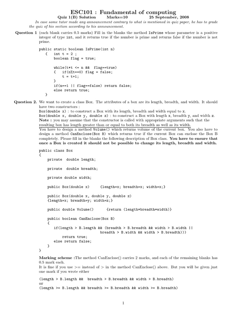quiz2b-sol | PDF | Integer (Computer Science) | Boolean Data Type