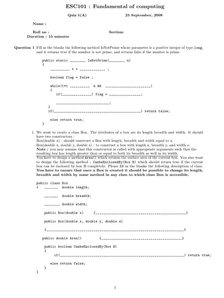 Quiz 2 A Pdf Boolean Data Type Constructor Object Oriented Programming 4091