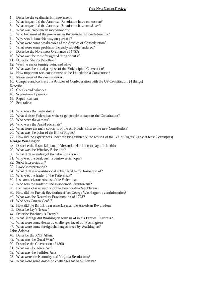 Ap - Our New Nation Review | PDF | Federalist Party | United States ...