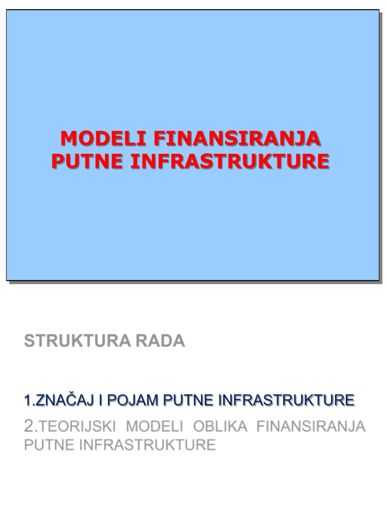 IV Predavanje - OSBInfr.-izvori Finsiranja Za Igradnju PIn | PDF