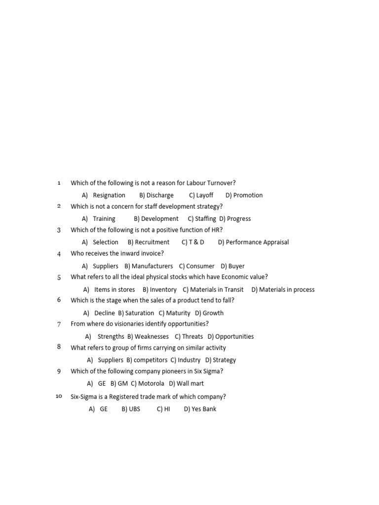 Write Short Note On A) JIT (Just in Time) B) TQM (Total Quality ...