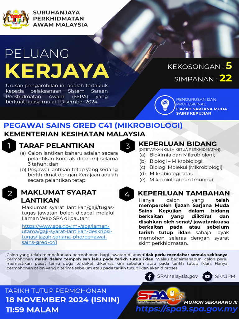 IKLAN SPA9 PG KKM PegawaiSainsGredC41 (Biologi) | PDF