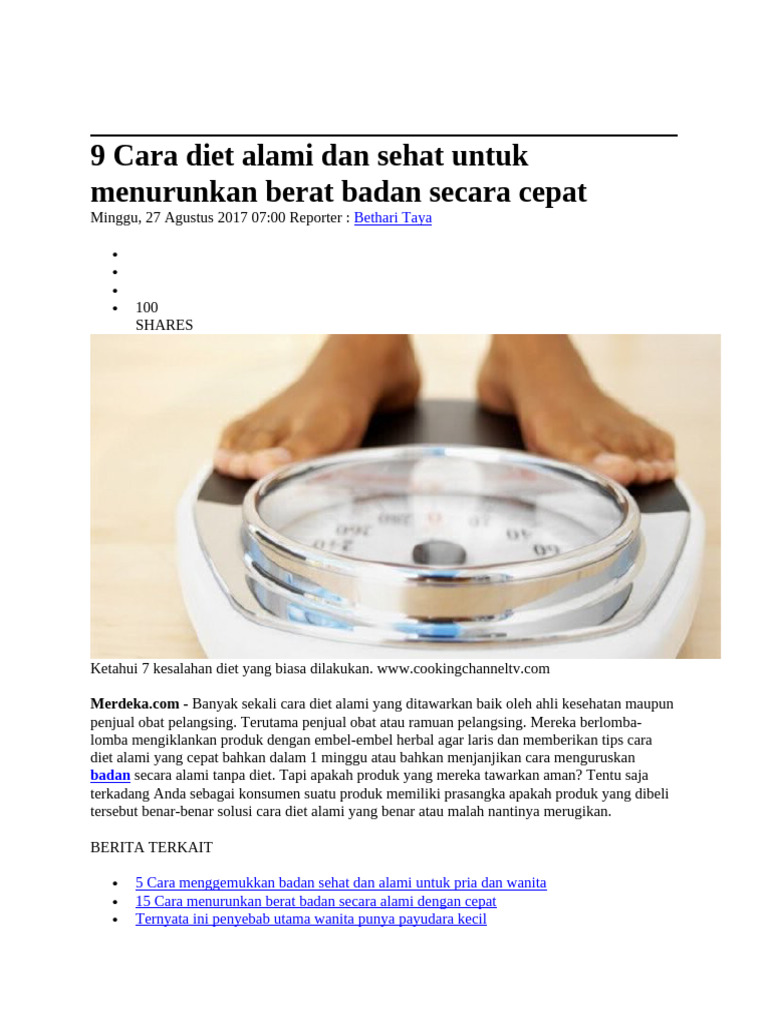 9 Cara Diet Alami untuk Turunkan Berat Badan | PDF | Gaya Hidup