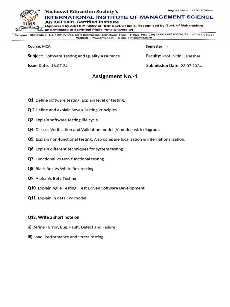 Stqa Assignment No1 Pdf 