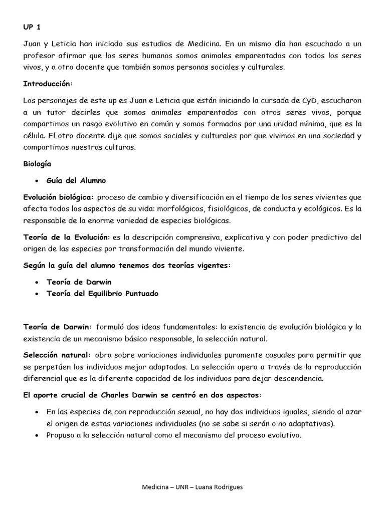 UP 1 - CyD | PDF | Aminoácidos | Evolución