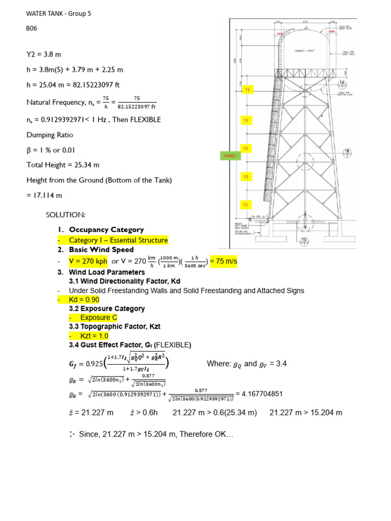 Wind Load Calculation for Water Tank | PDF | Classical Mechanics ...