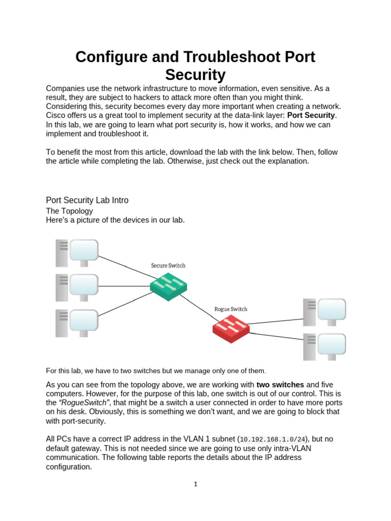 Configure and Troubleshoot Port Security | PDF | Network Switch | Computer Network