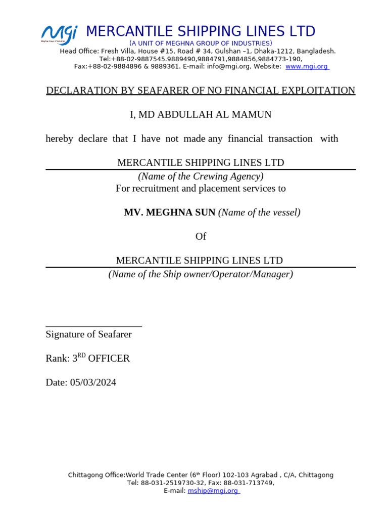 Declaration Financial Exploitation | PDF