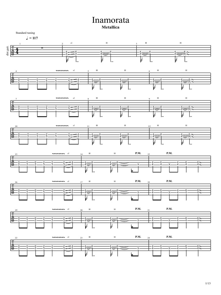 Metallica - Inamorata (ELECTRIC GUITAR TAB) | PDF