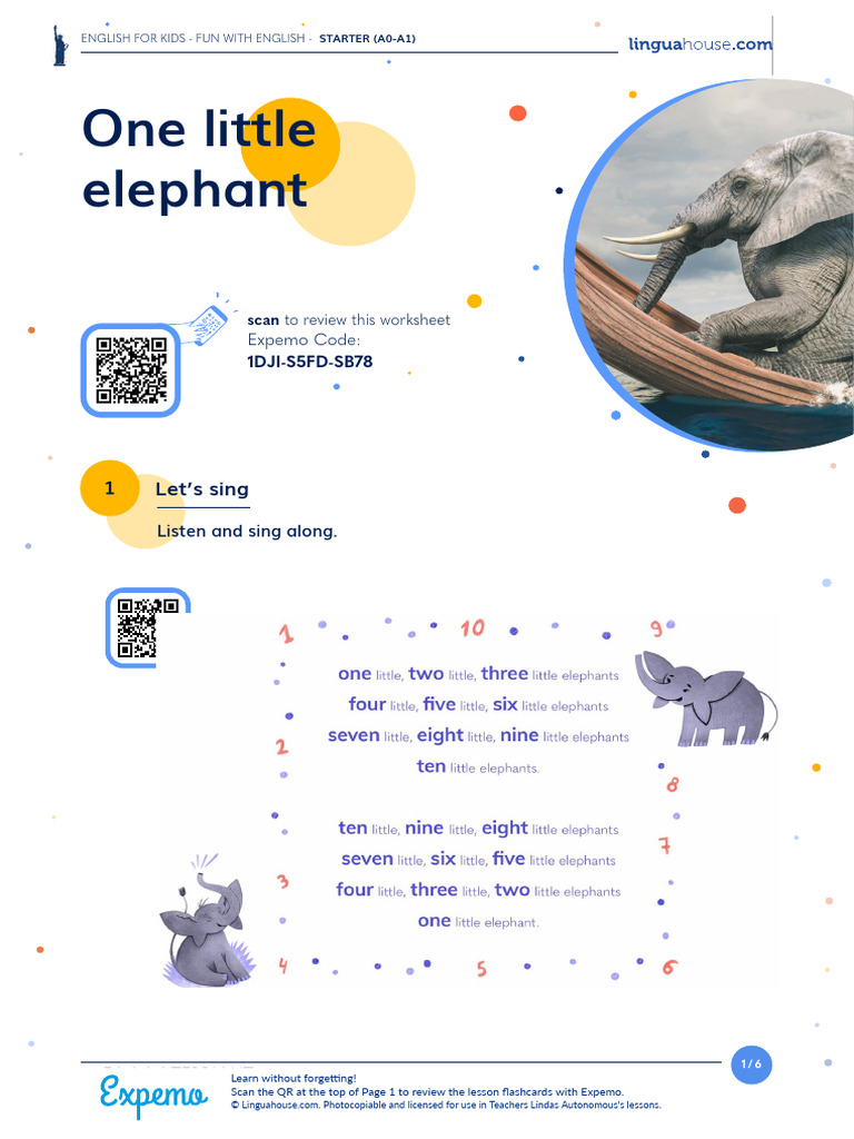 One Little Elephant American English Student | PDF | Learning