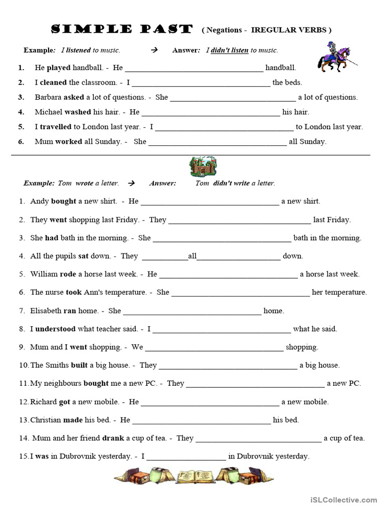 Simple Past Negations Practice | PDF