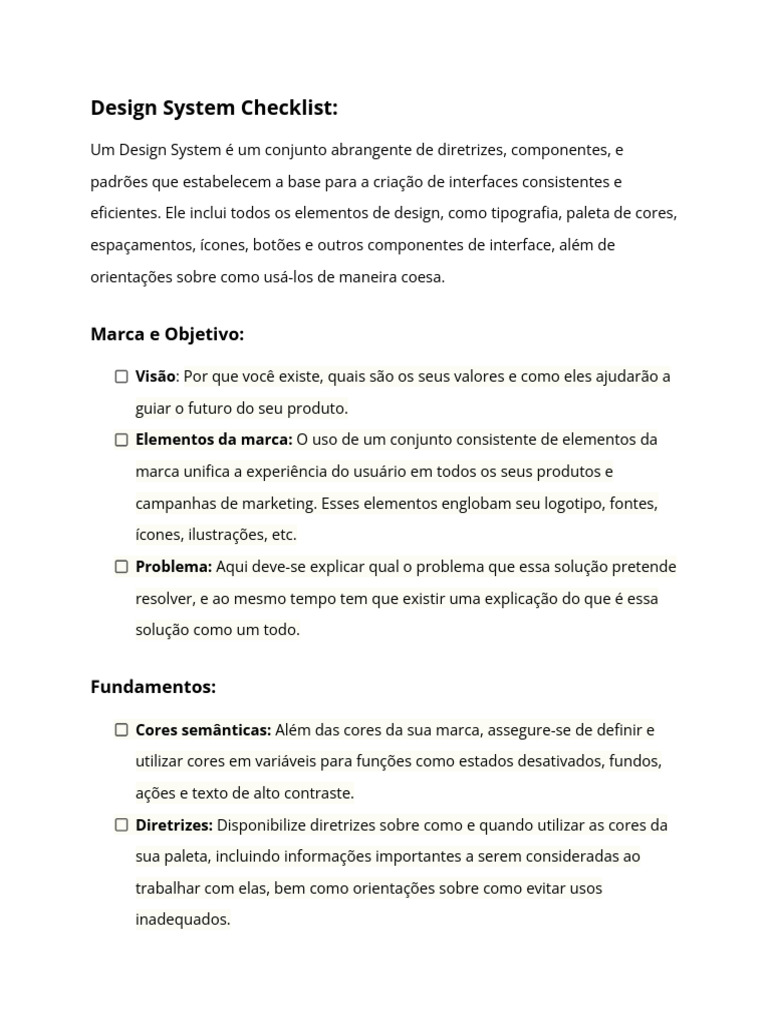 Design System Checklist 2 | PDF | Tipografia | Experiência de usuário