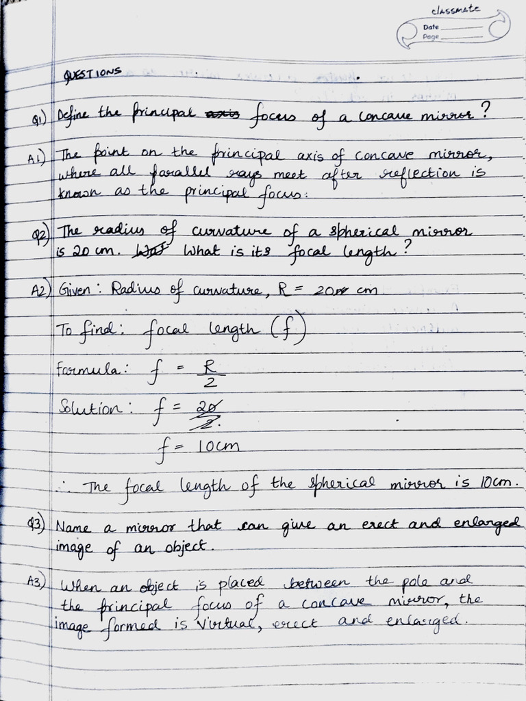 Light (Questions NCERT) | PDF