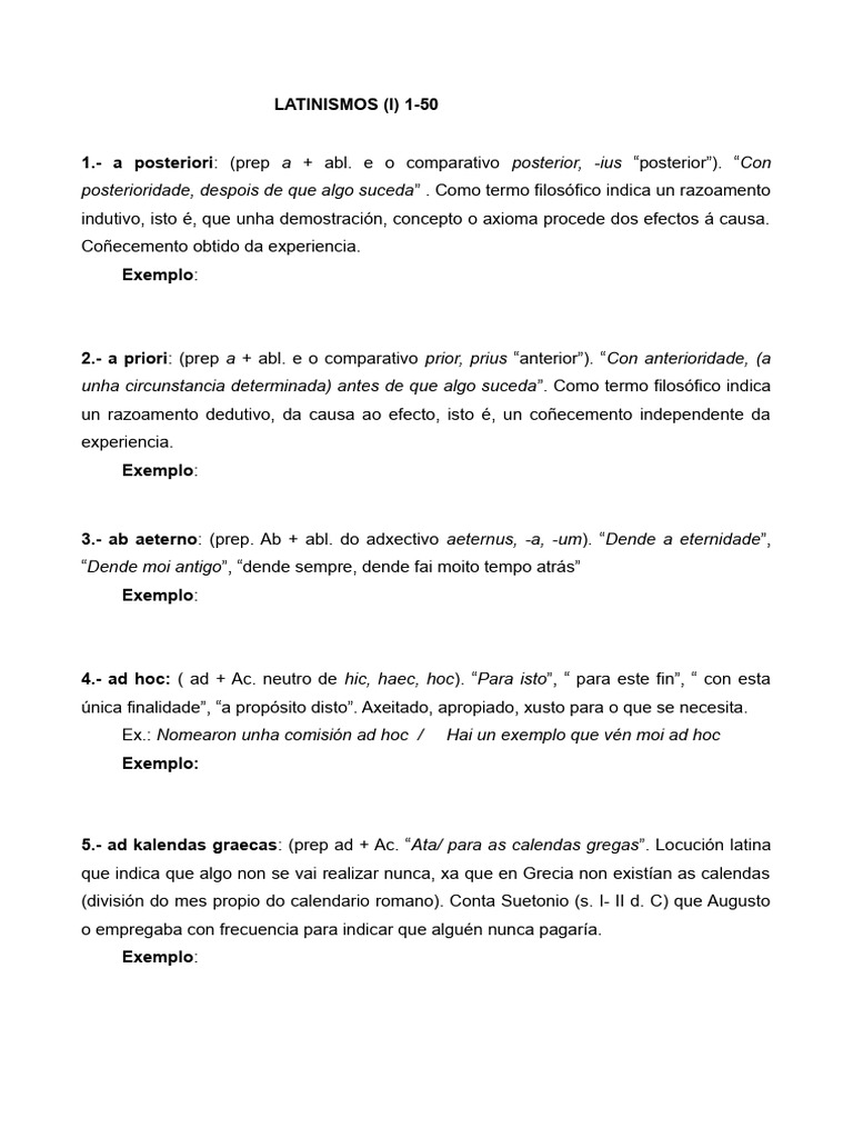 Latinismos I (1-50) | PDF