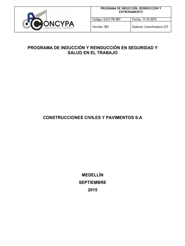 Programa de Inducción y Reinducción en SST | PDF | Business | Valores