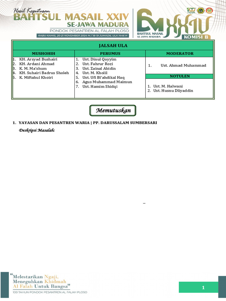 Hasil Keputusan Komisi B BMK Xxiv | PDF