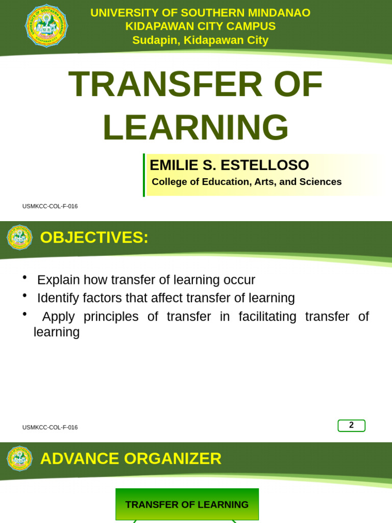 11.transfer of Learning | PDF | Learning | Mental Processes