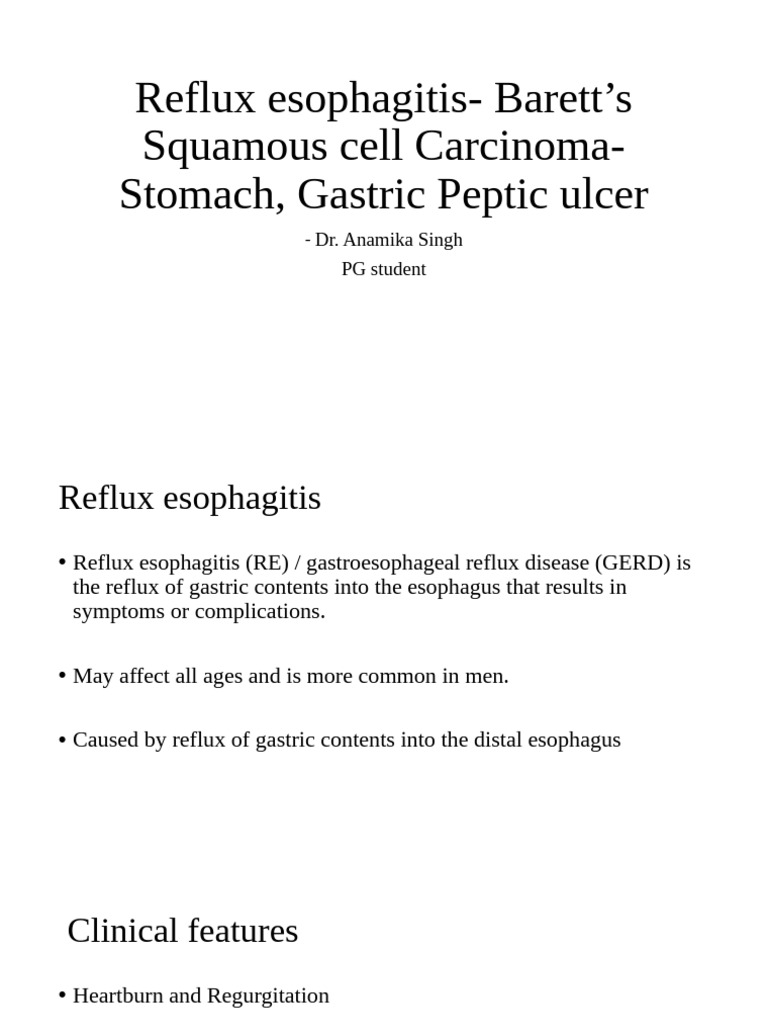 Reflux Esophagitis - Barett's (Autosaved) | PDF | Esophagus | Gastroesophageal Reflux Disease