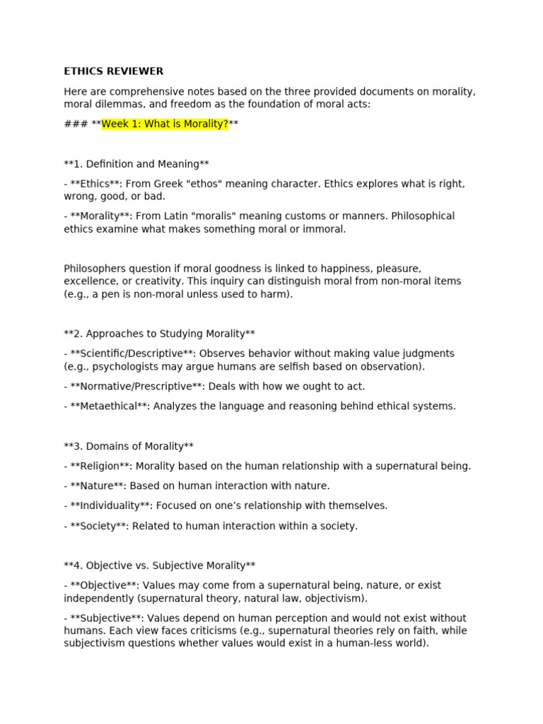 ETHICS REVIEWER | PDF | Morality | Virtue