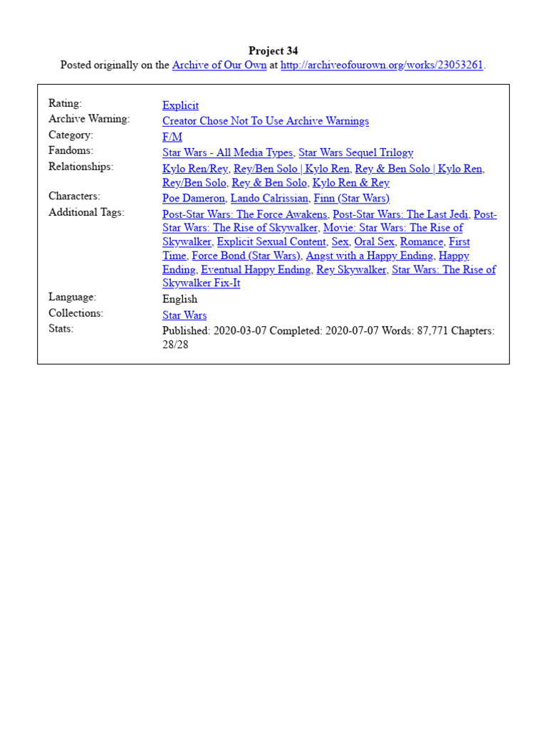 Project 34 (Texte Original) | PDF | Star Wars | Skywalker Family